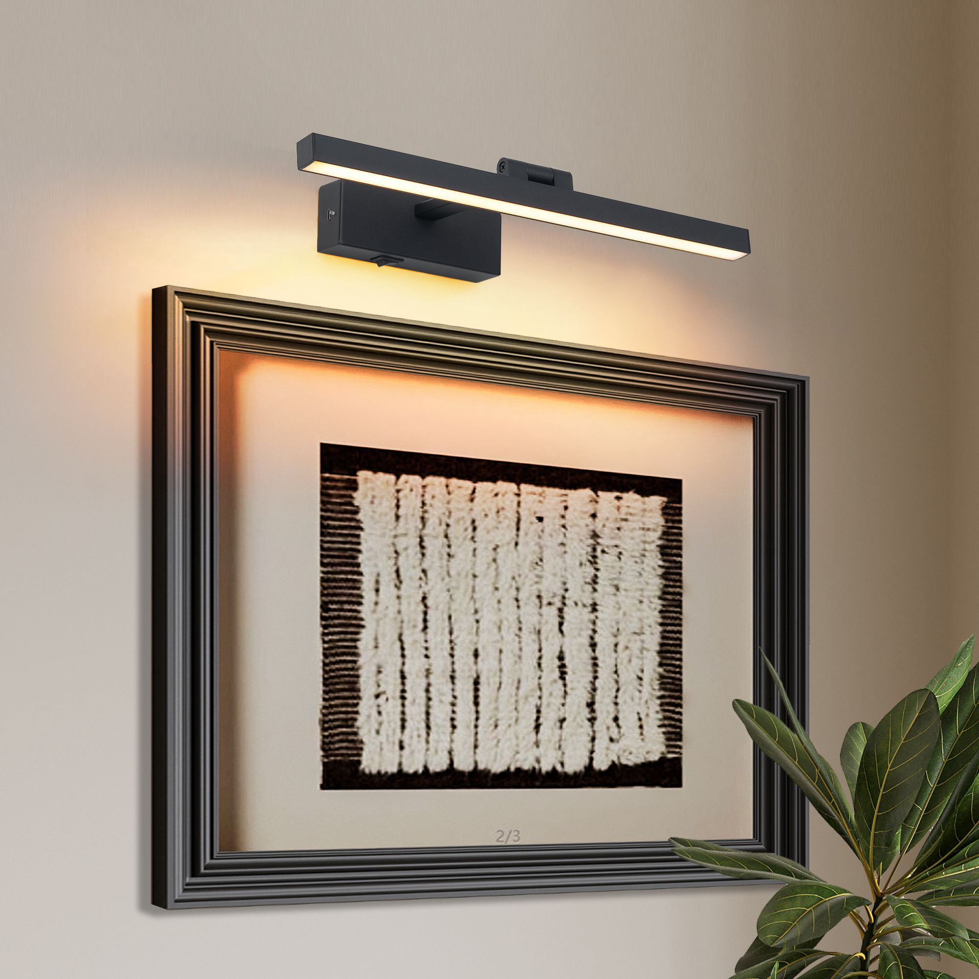 16 Inch Modern Black Bathroom Vanity Light, Dimmable LED Wall Fixture ...