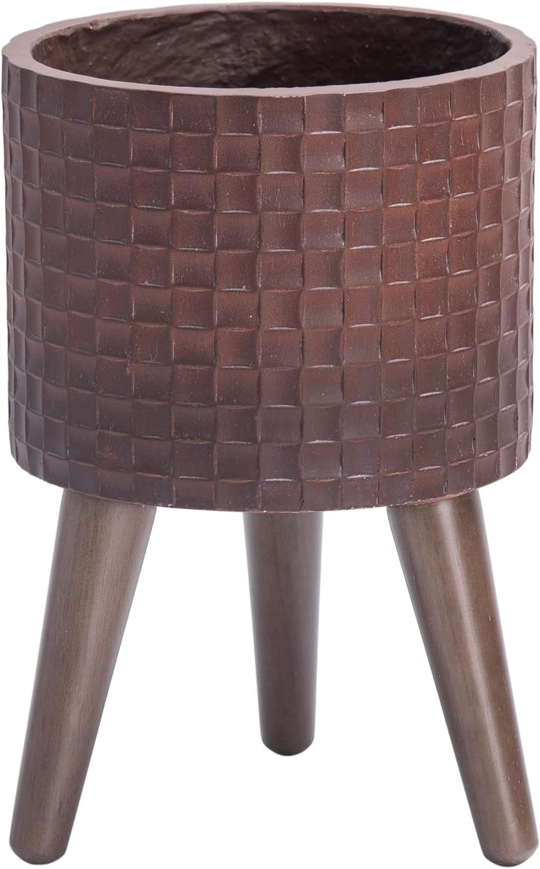 16 Inch Modern Geometric Tile Patterned Sleek Planter Pot with Stand ...