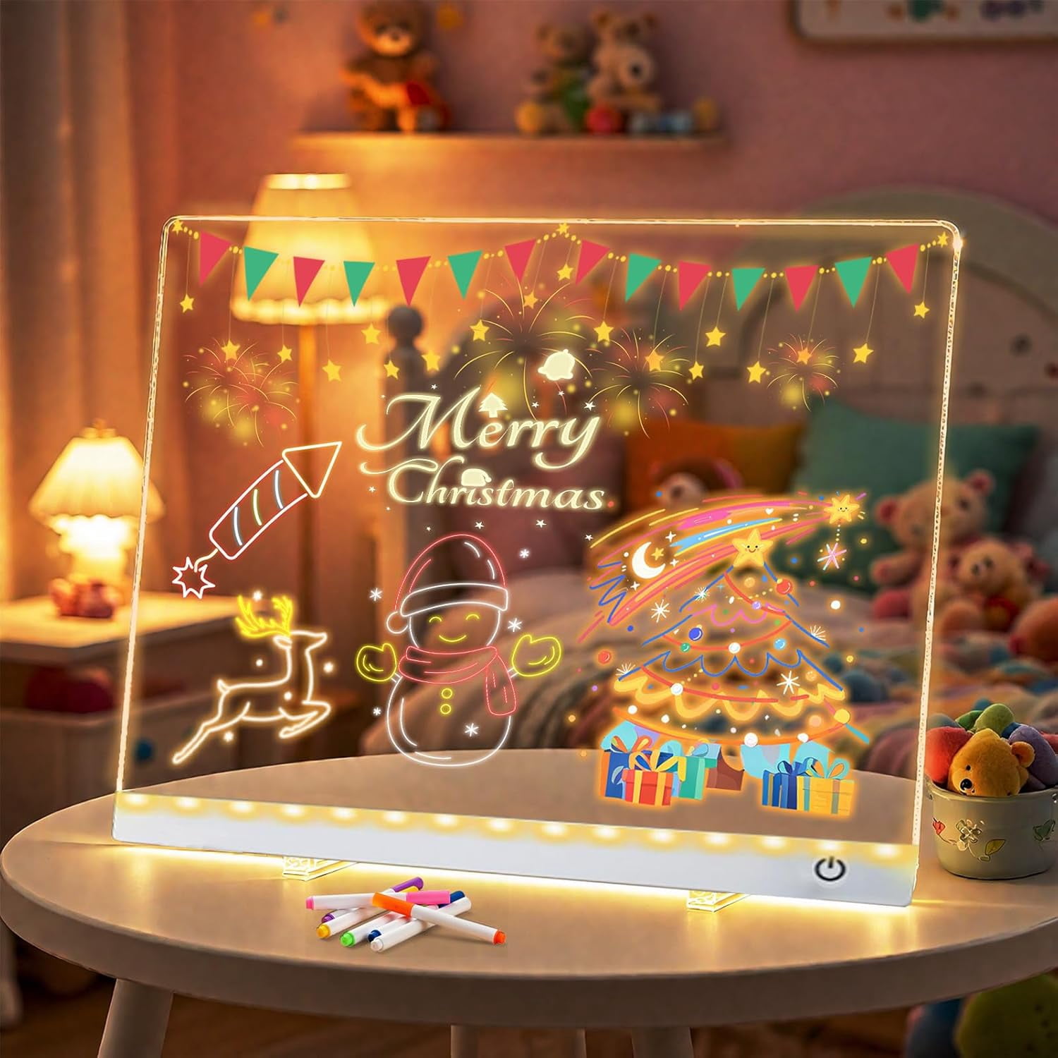 16-Inch Neon LED Writing Board, Rechargeable Acrylic Dry Erase Drawing ...