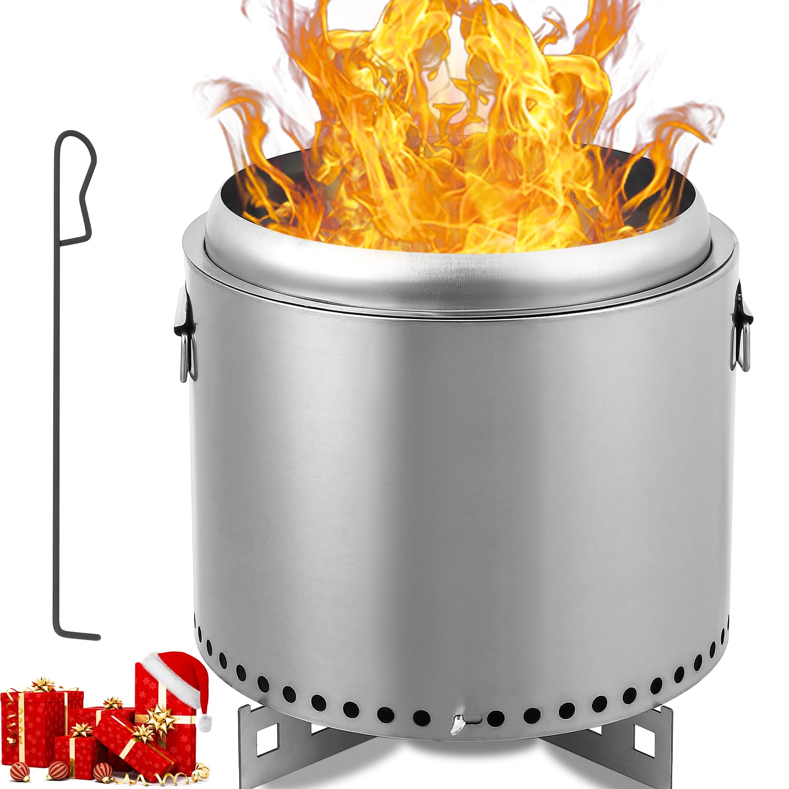 16 Inch Outdoor Fire Pit, Stainless Steel Stove with Handle, Portable ...