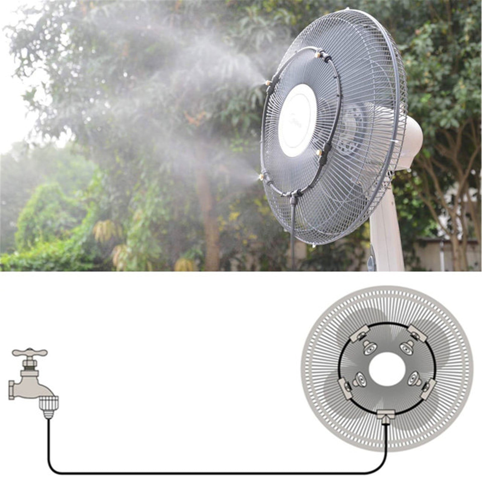16-Inch Outdoor Misting Fan Cooler Kit with 4 Brass Nozzles, Easy ...