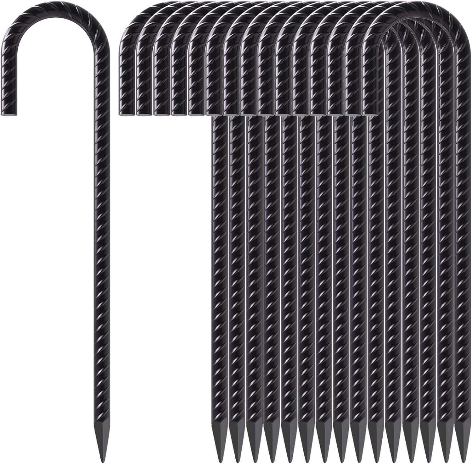 16 Inch 16 Pack Heavy Duty Rebar Stakes with J Hook for Ground, Tent ...