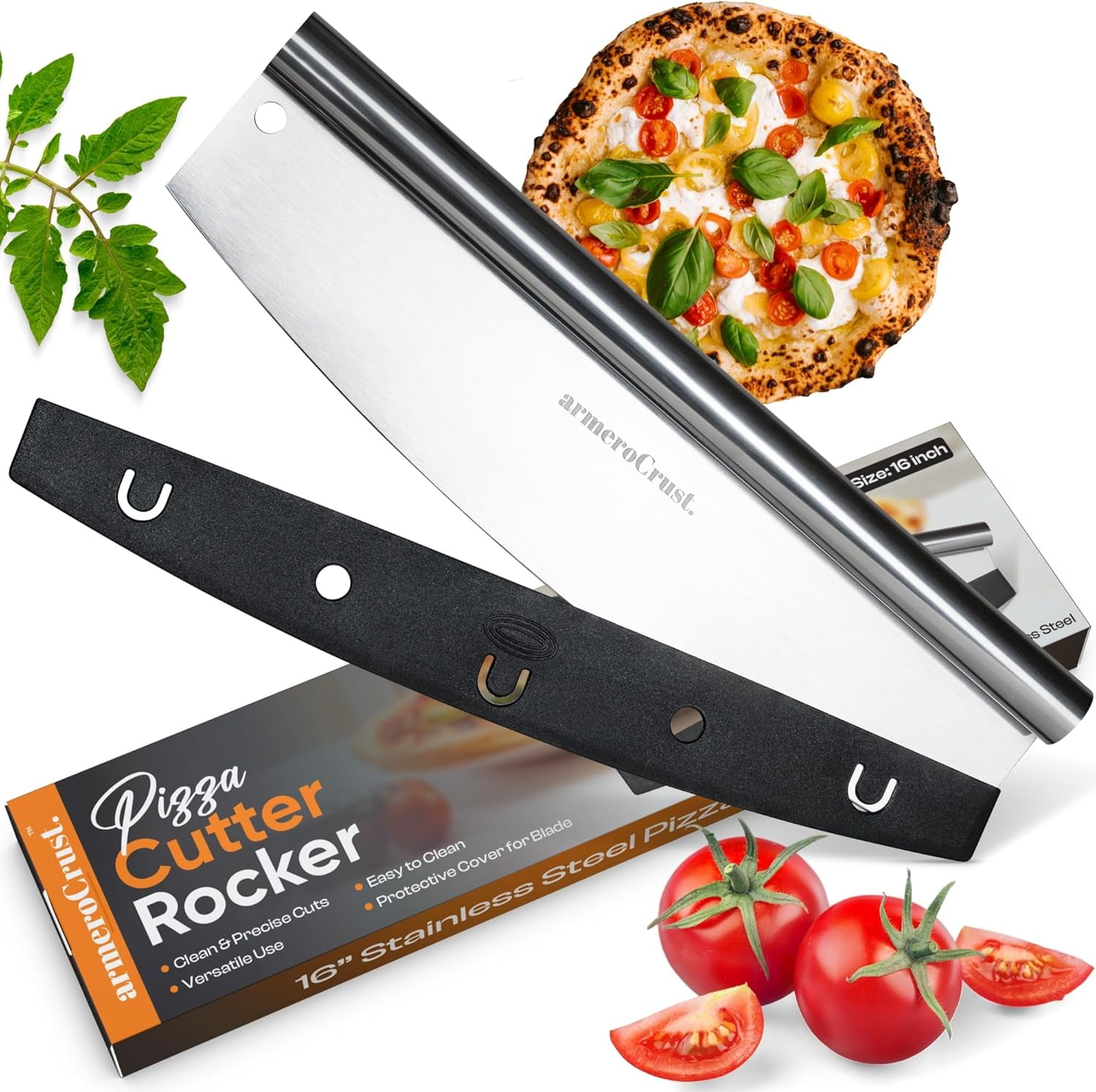 16 Inch Pizza Cutter Rocker Blade - Easy Slicing Premium Finish Slicer ...