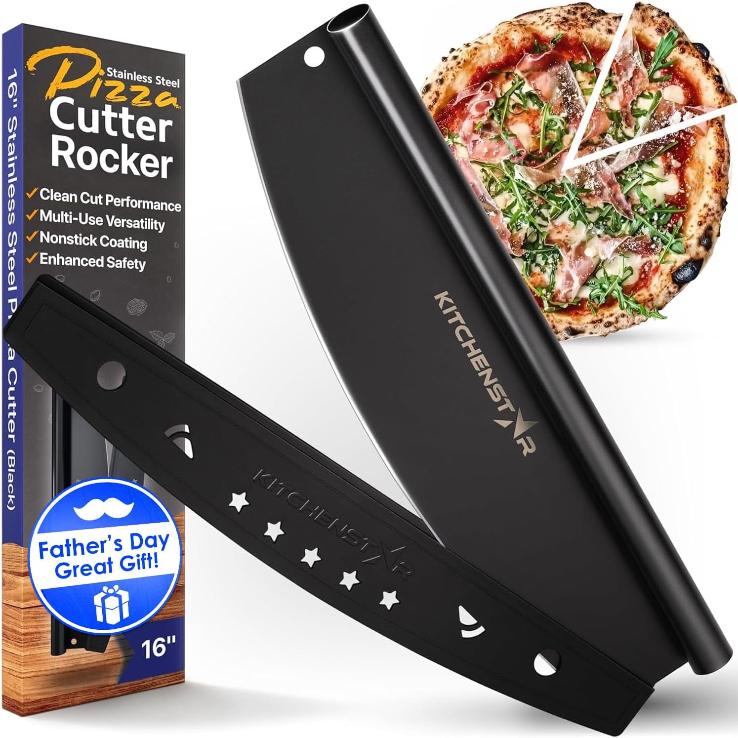 16-Inch Pizza Cutter Rocker Blade - Sharp Stainless Steel Slicer Knife ...
