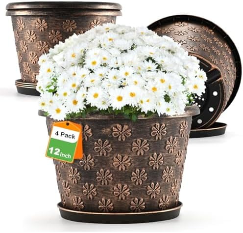 16 Inch Planter Pots for Plants, Plastic Large Flower Pots Indoor ...