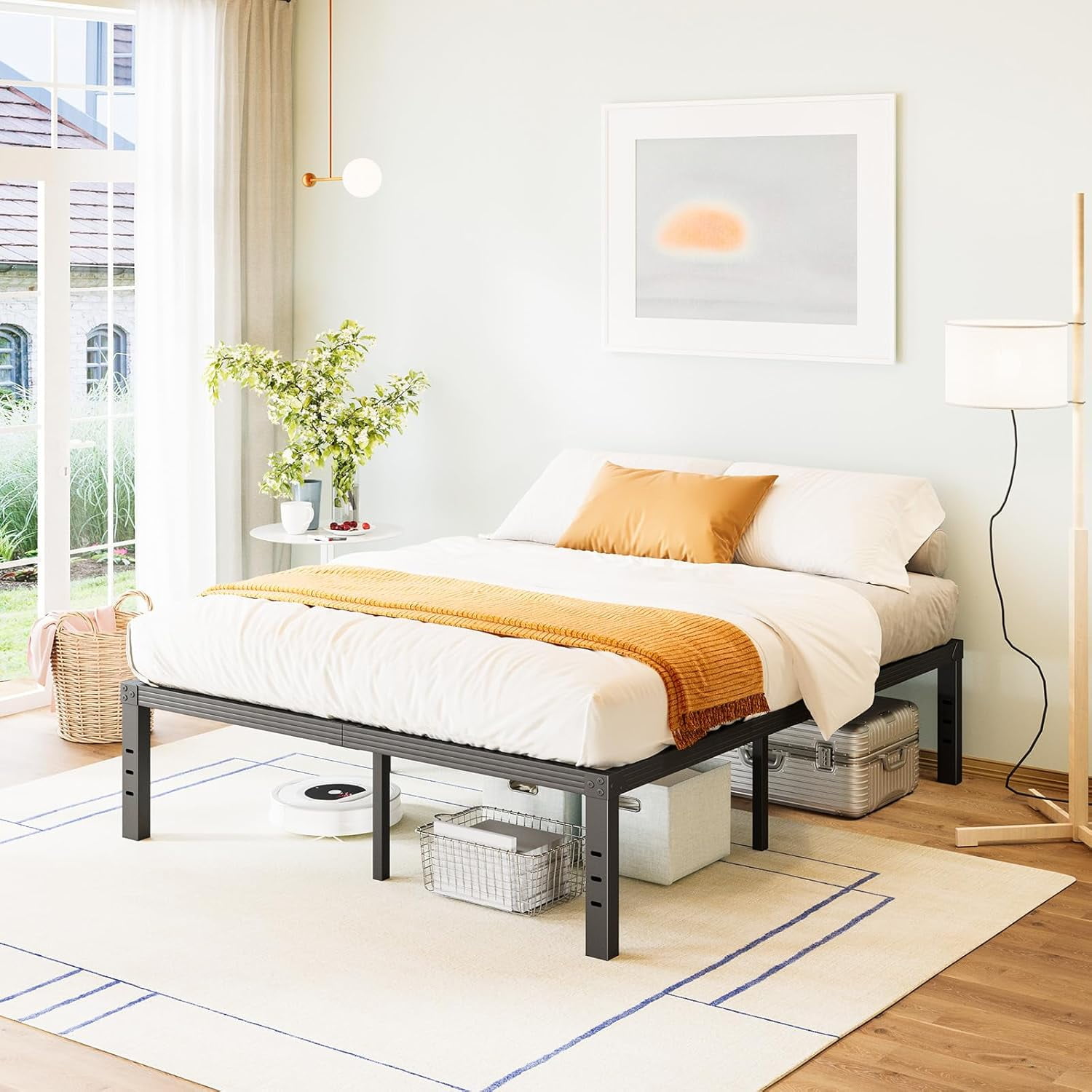 16 Inch Platform Full-Size Bed Frame - No Box Spring Needed, , Easy ...