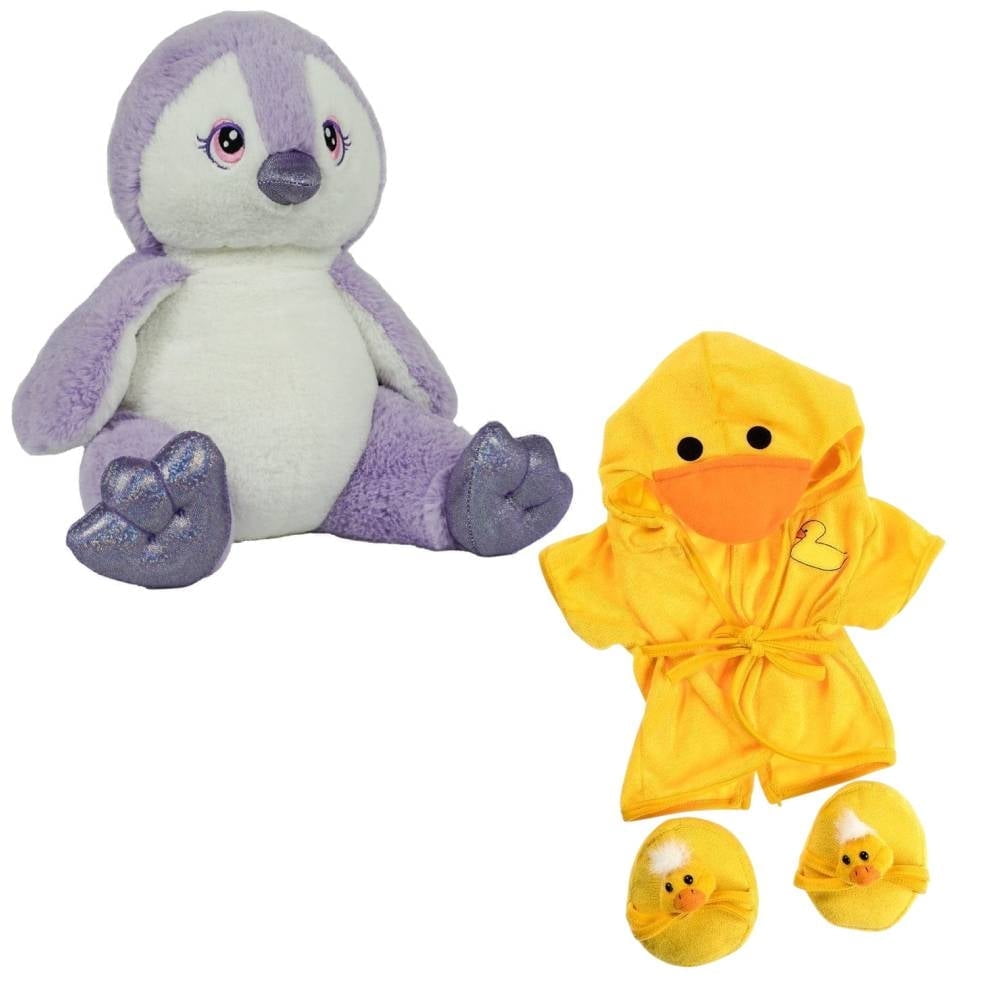 16 Inch Plum Penguin with Duck Robe & Slippers Soft Plush Toy for Kids ...