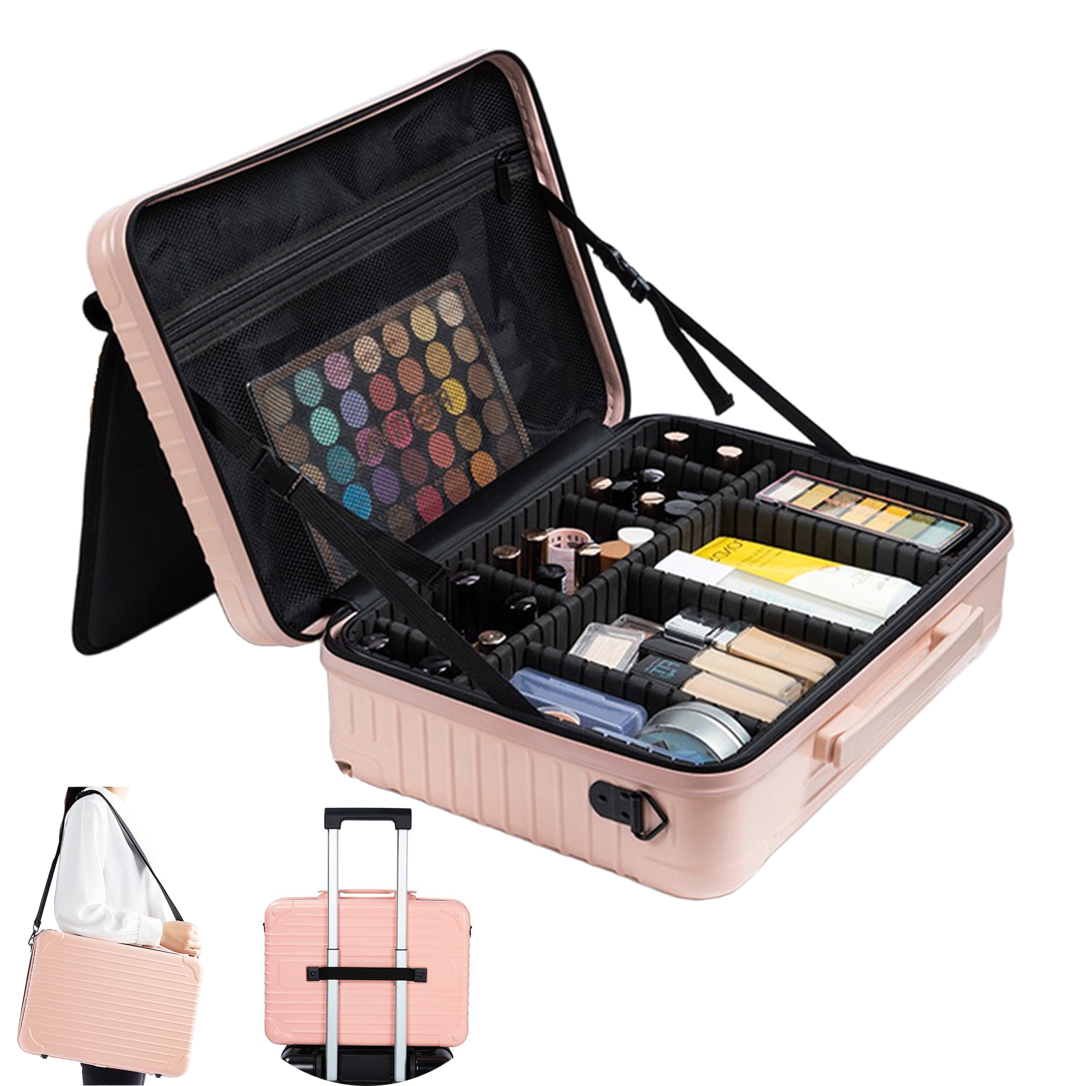16 Inch Portable Makeup Case, Professional Cosmetic Organizer Bag for ...
