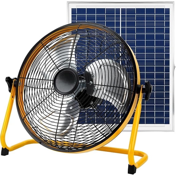 16 Inch Portable Rechargeable Solar Floor/Table Fan, Air Circulation ...