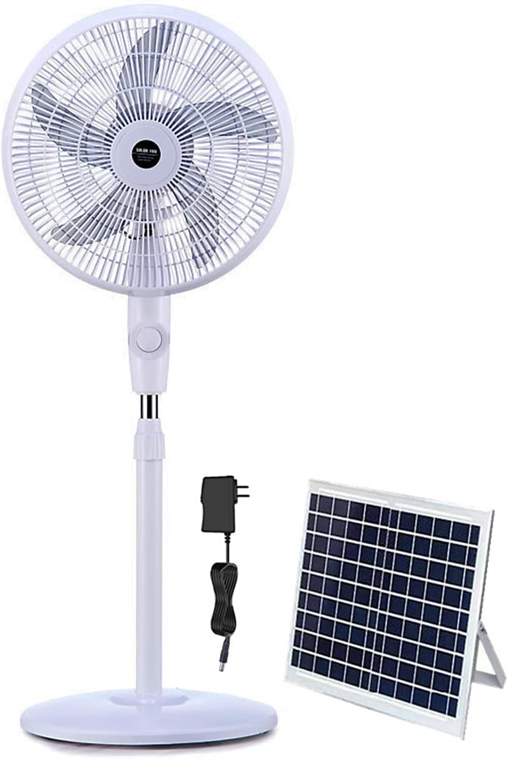 16 Inch Portable Solar Floor Fan, Rechargeable Oscillating Standing ...