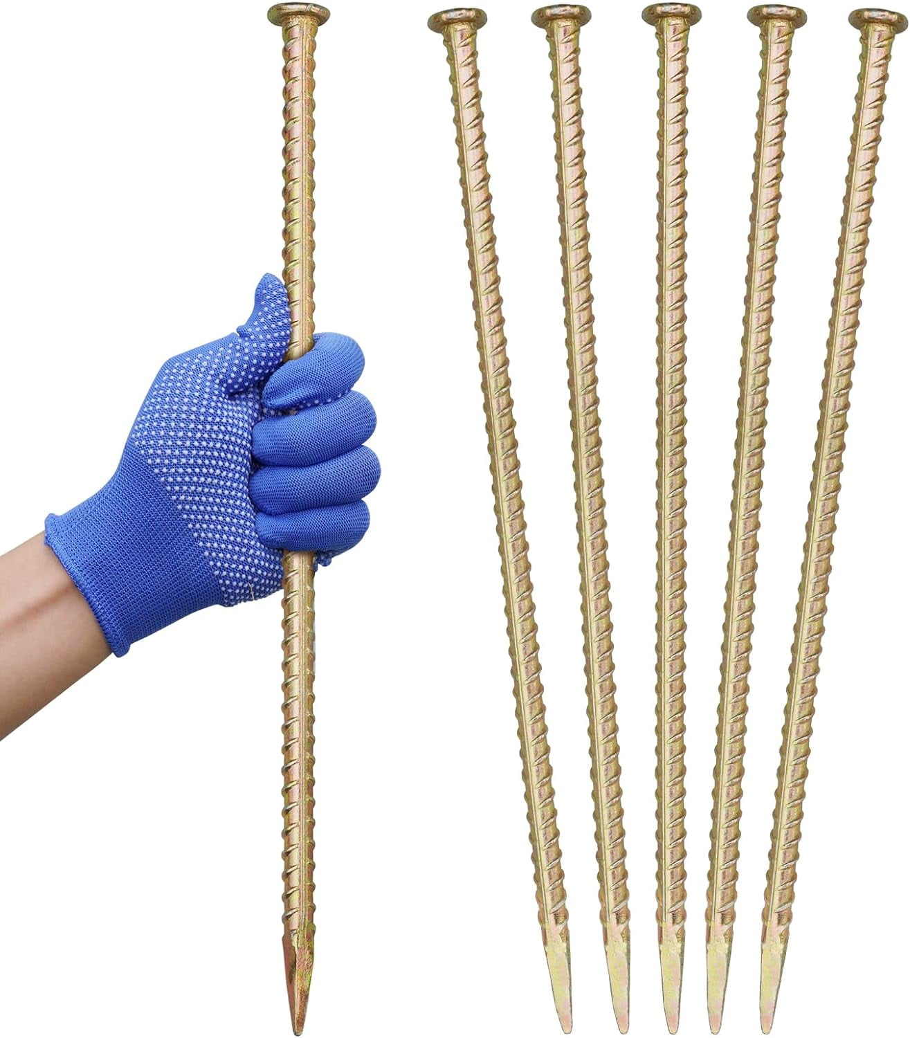 16 Inch Rebar Stakes - 1/2 Inch Diameter Galvanized Steel Ground ...