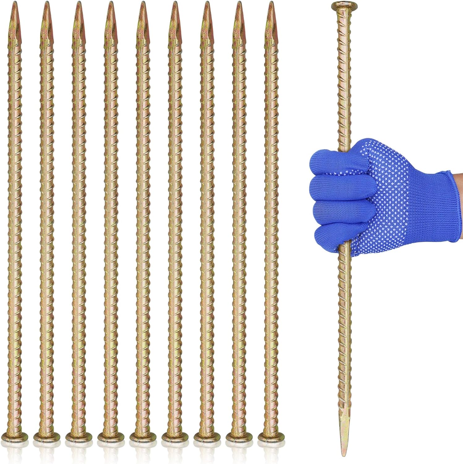 16 Inch Rebar Stakes - 1/2 Inch Diameter Galvanized Steel Ground ...