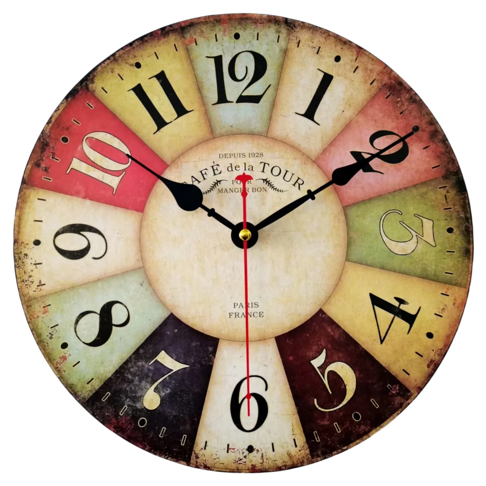 16 Inch Retro Farmhouse Clocks, Colorful Tuscan Country Wall Decor ...