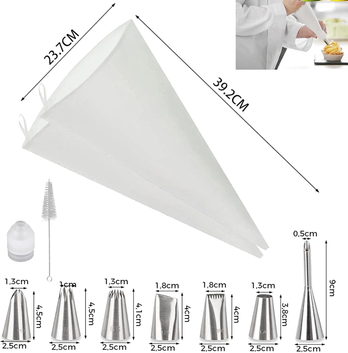 16-Inch Reusable Pastry Bags with Icing Tips – Heavy-Duty Cotton Piping ...