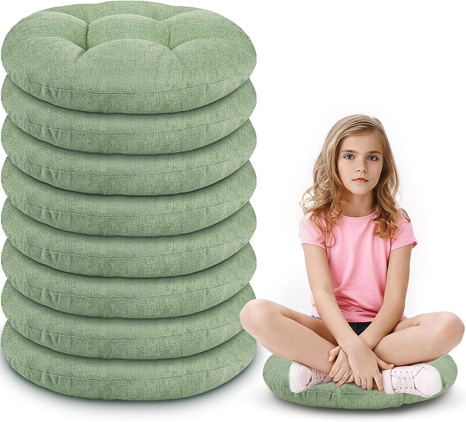 16 Inch Round Floor Cushions for Kids and Toddlers, Flexible Seating ...