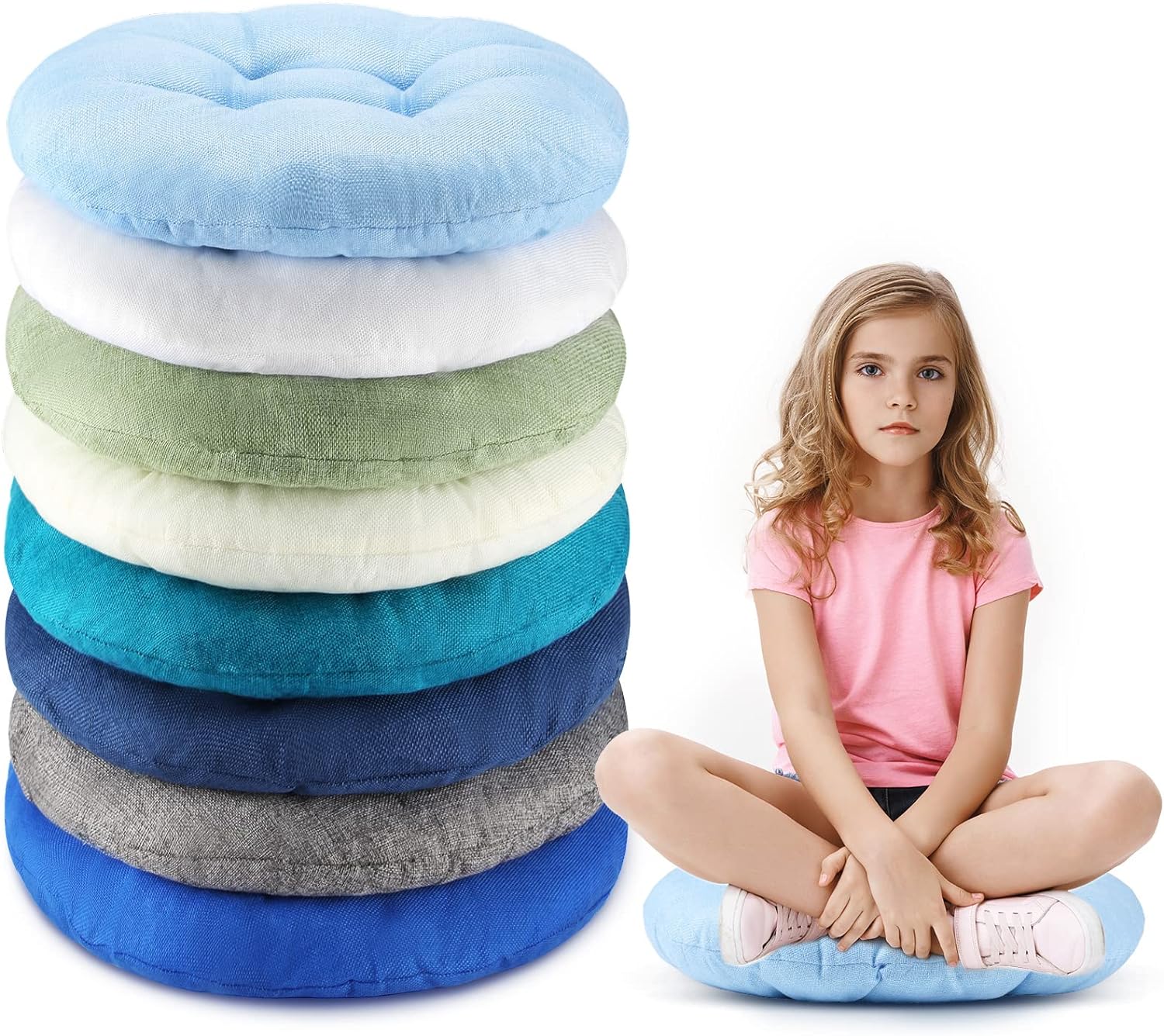 16 Inch Round Floor Cushions for Kids and Toddlers, Flexible Seating ...