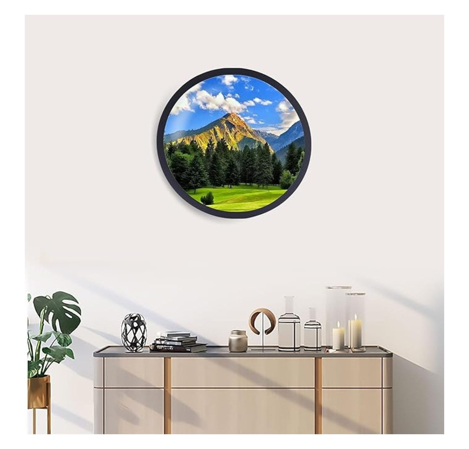 16-Inch Round Photo Frame, Small Circle Picture Frame with Fixed Buckle ...