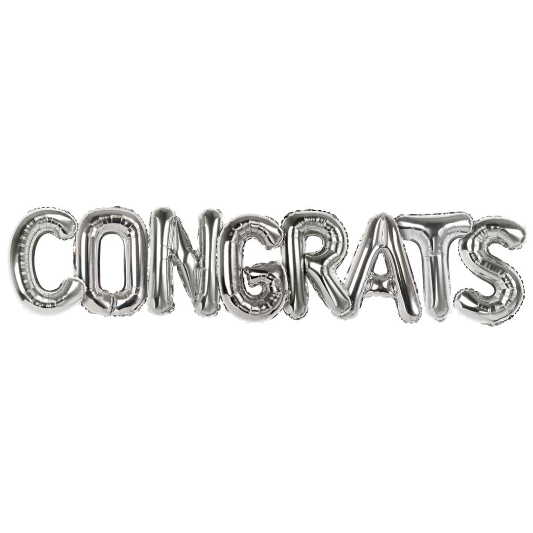 16 Inch Silver Foil Congrats Balloons - Walmart.com