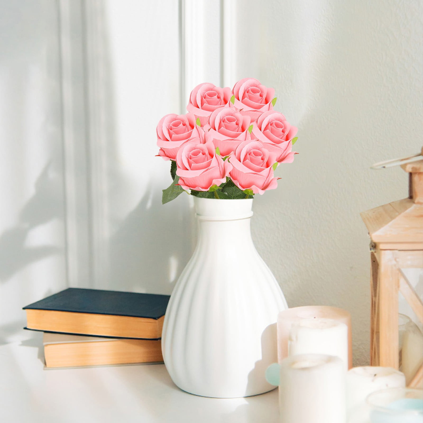 16 Inch Single Artificial Red Rose High Simulation Realistic Fabric ...