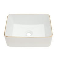 MEDUNJESS 21'' Stone Resin Bathroom Vessel Sink Rectangular Modern Above Counter Bathroom Sink ...
