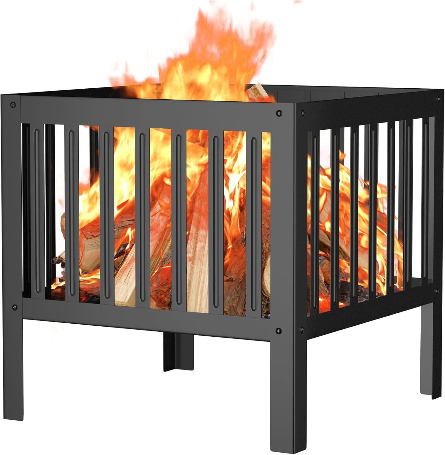 16-Inch Square Steel Grating Fire Pit in Black - Portable and Durable ...