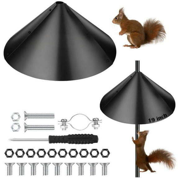 16 Inch Squirrel Baffle for Bird Feeder Pole - Black Metal Squirrel ...