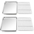 16 Inch Stainless Steel Baking Sheet with Rack Set (2 Pans+ 2 Racks), Cookie Sheets Baking Trays ...