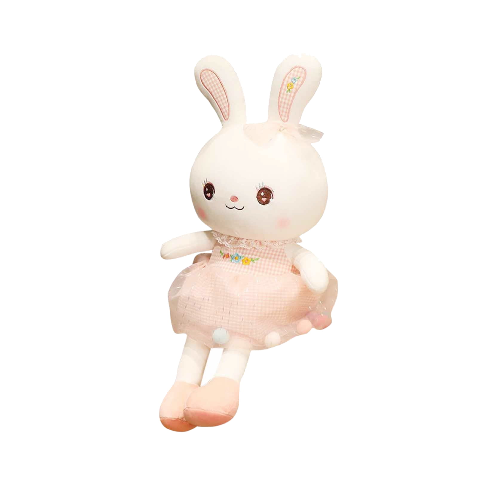 16 Inch Sweet Bunny Plush Toy, White Rabbit Stuffed Animal With Pink ...