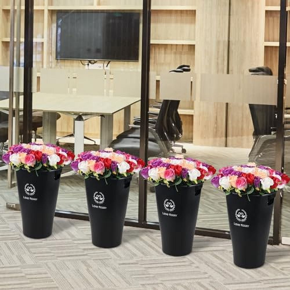16 Inch Tall Flower Buckets Set with Cutout Handle, Set of 4 Plastic ...