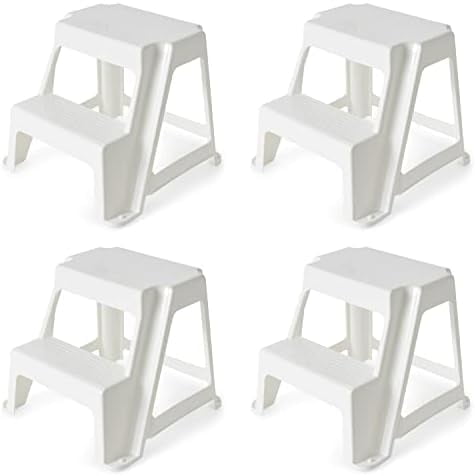 16-Inch Tall Plastic Two Step Stool, Portable Dual Step Ladder Foot ...
