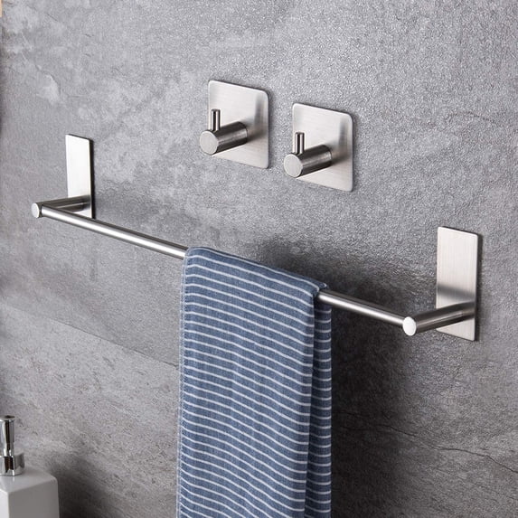 16-Inch Towel Bar - Self Adhesive Bathroom Towel Holder with 2 Packs ...