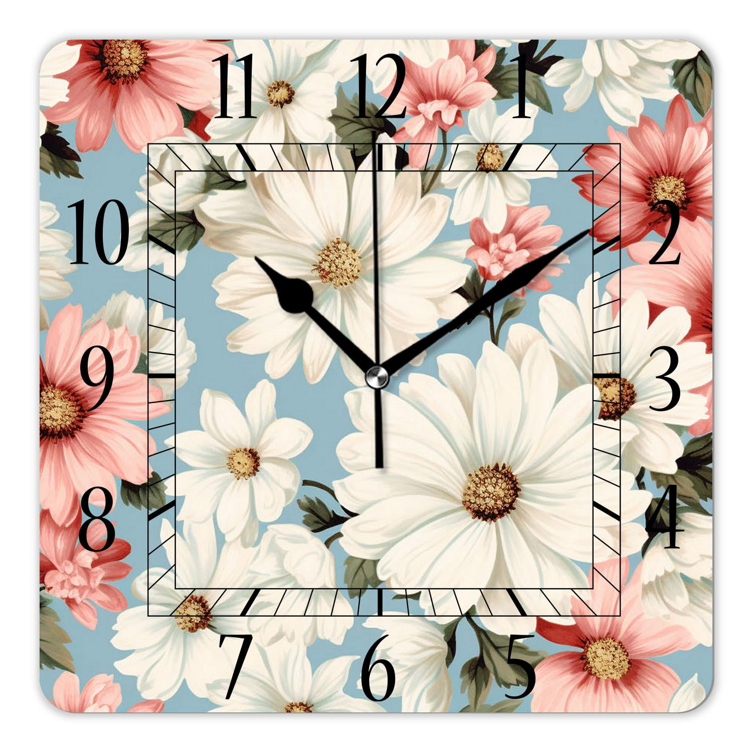 16 Inch Wall Clock Battery Operated Square Clock Decorative for Office ...
