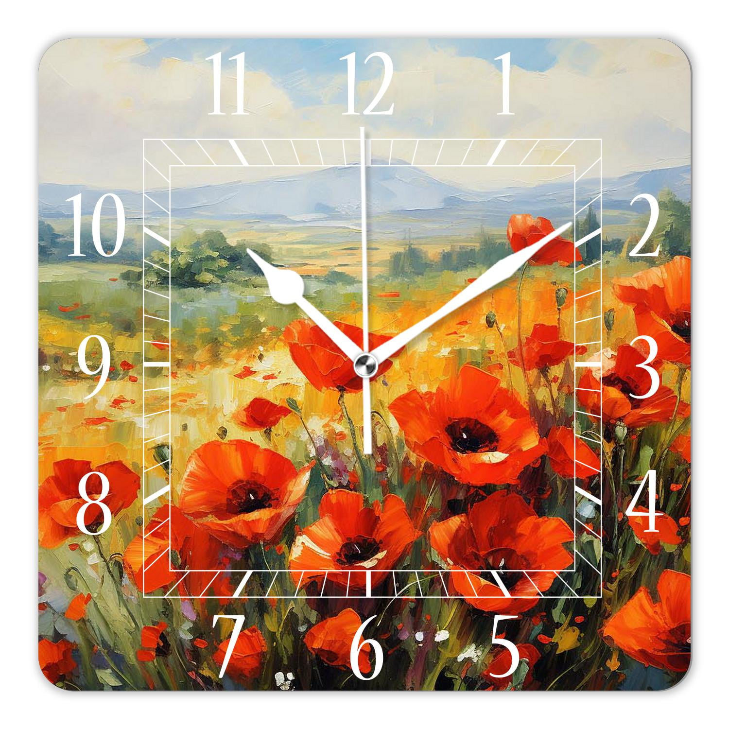16 Inch Wall Clock Battery Operated Square Clock Decorative for Office ...