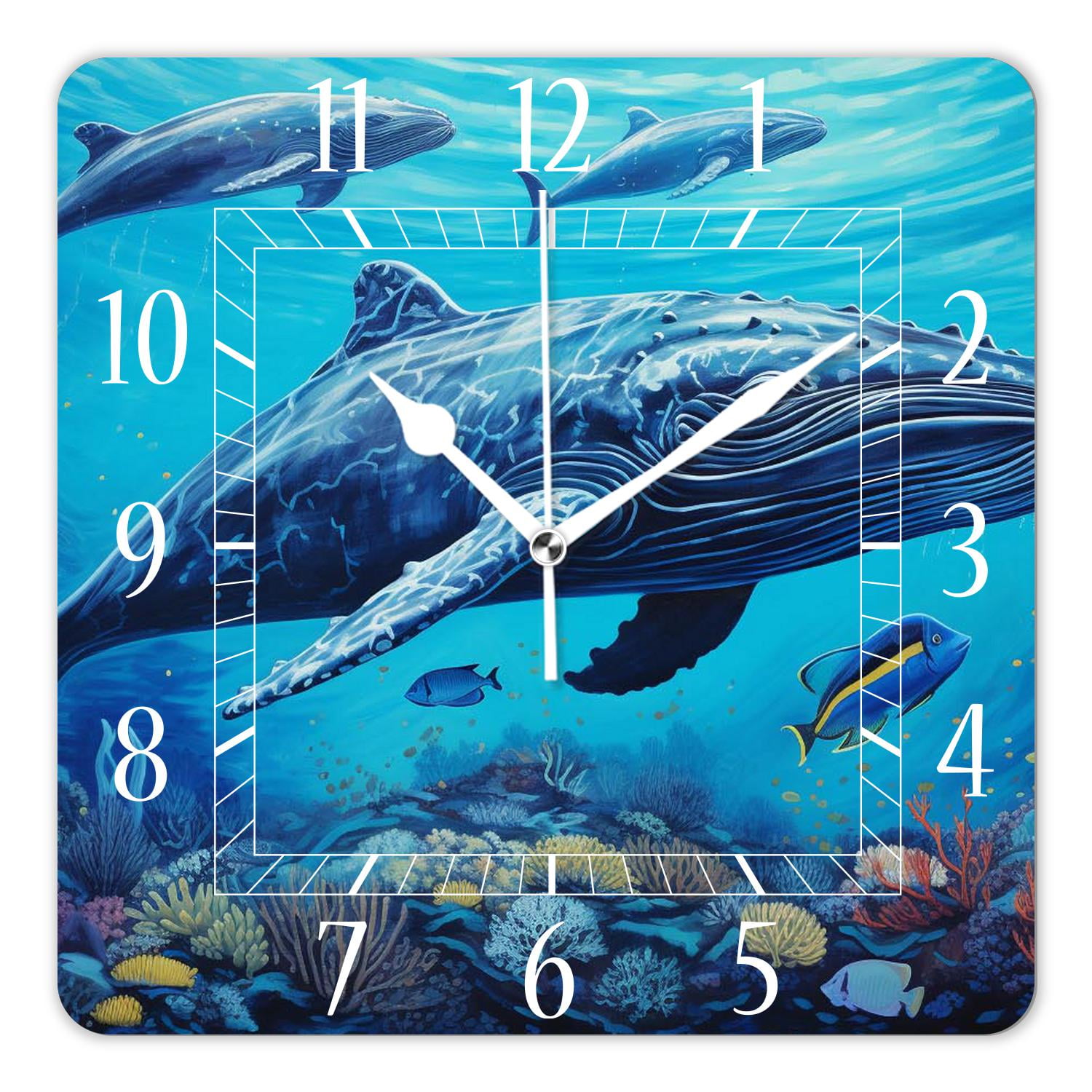 16 Inch Wall Clock Battery Operated Square Clock Decorative for Office ...