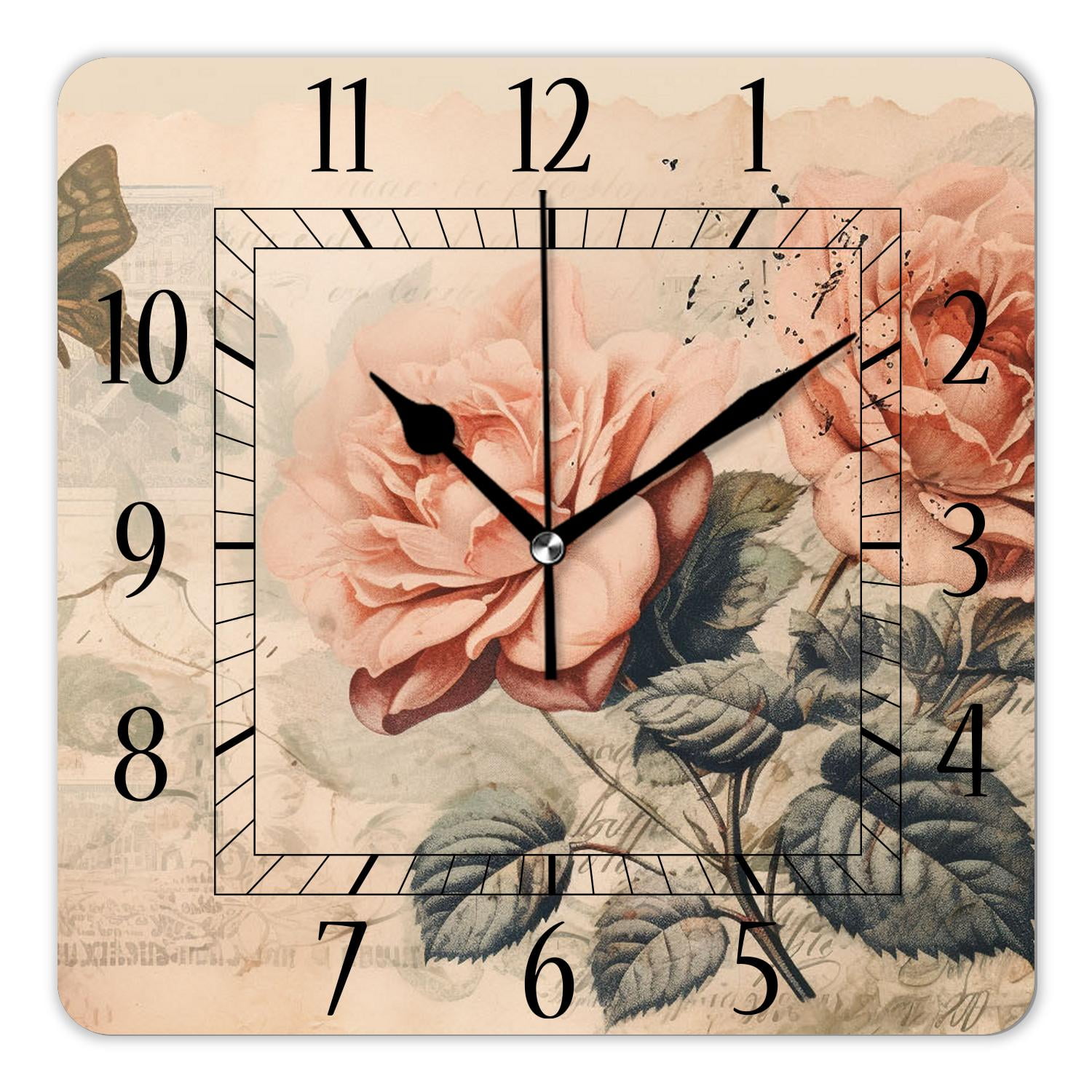 16 Inch Wall Clock Battery Operated Square Clock Decorative for Office ...