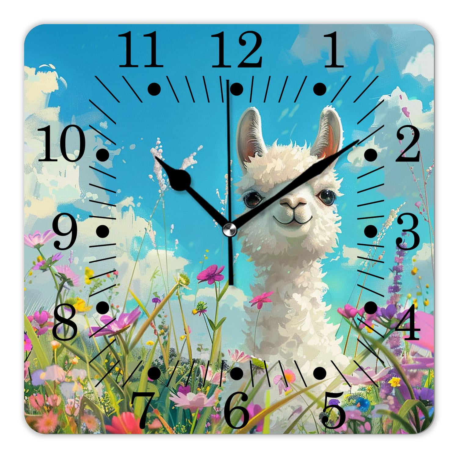 16 Inch Wall Clock Battery Operated Square Clock for Office, Kitchen ...