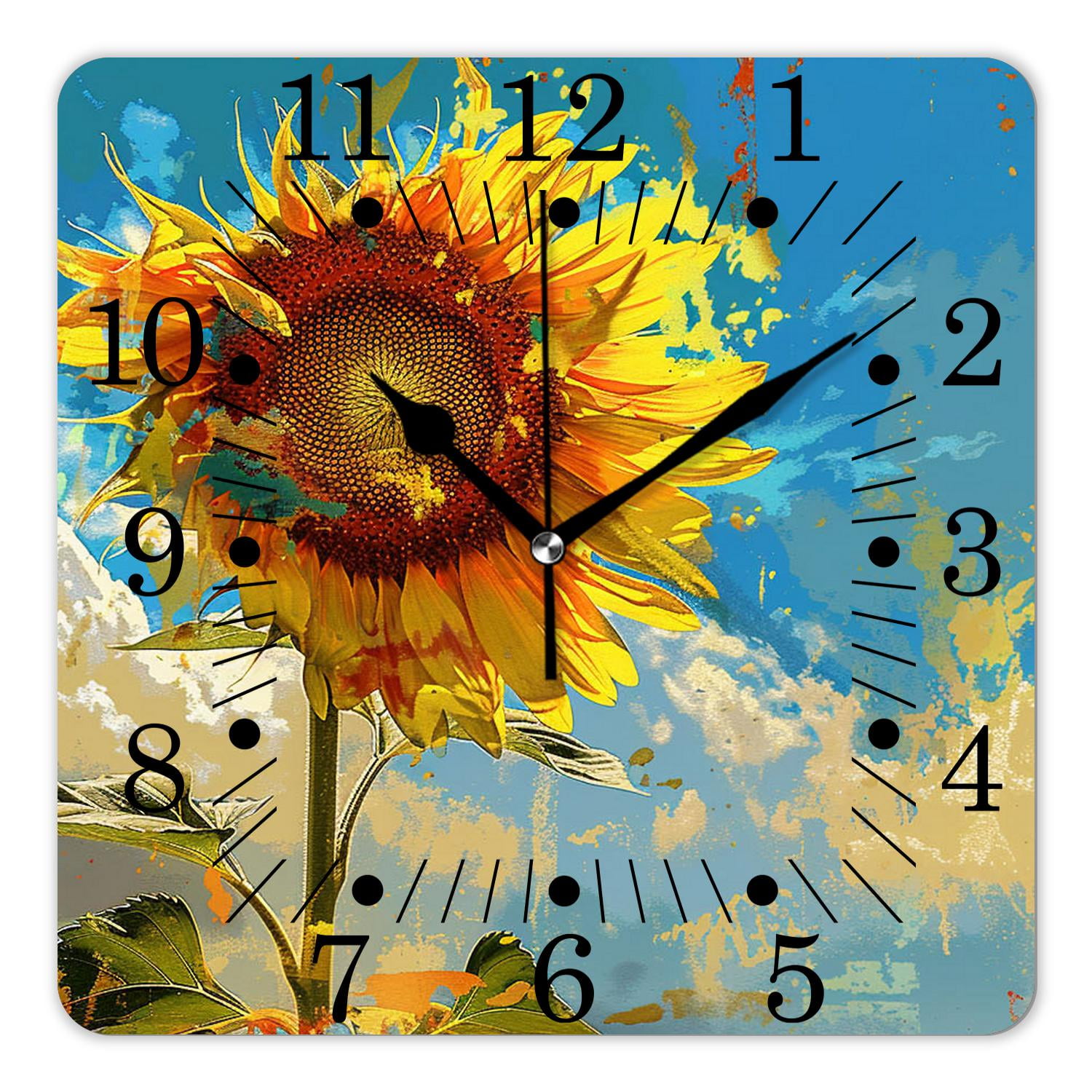 16 Inch Wall Clock Battery Operated Square Clock for Office, Kitchen ...