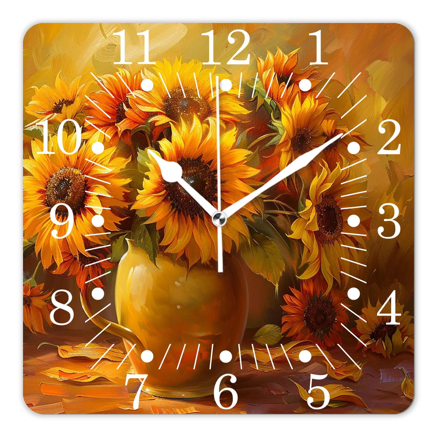 16 Inch Wall Clock Battery Operated Square Clock for Office, Kitchen ...