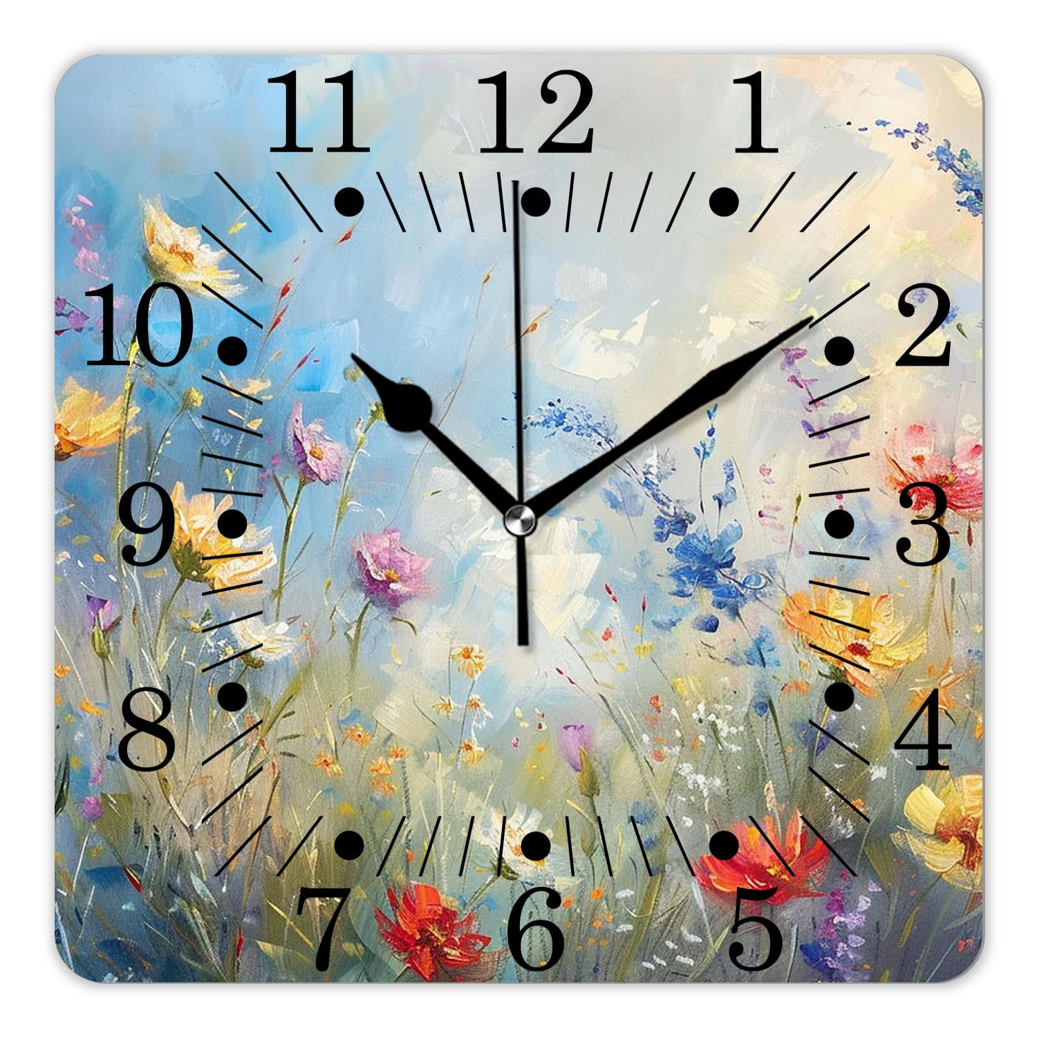 16 Inch Wall Clock Battery Operated Square Clock for Office, Kitchen ...