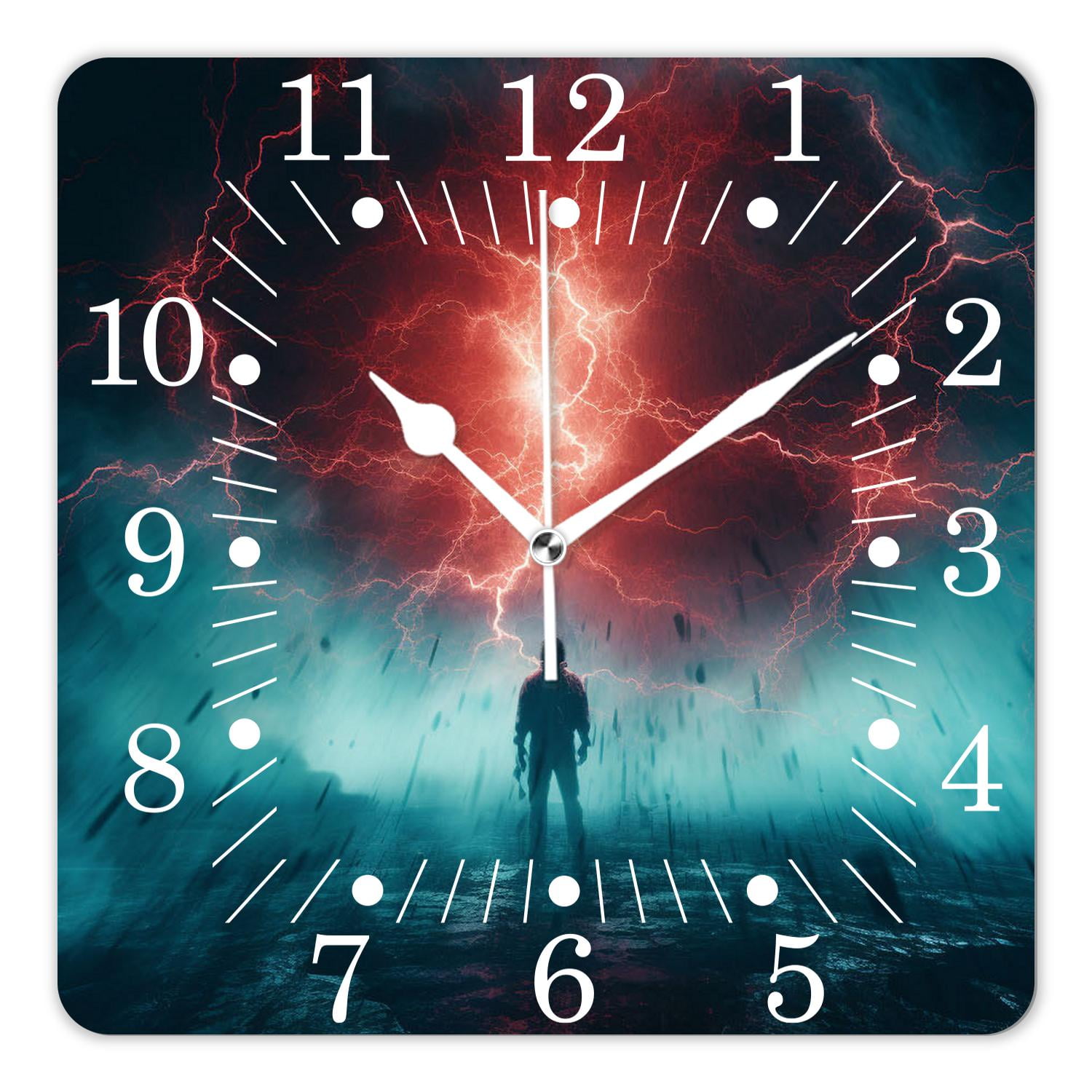 16 Inch Wall Clock Battery Operated Square Clock for Office, Kitchen ...