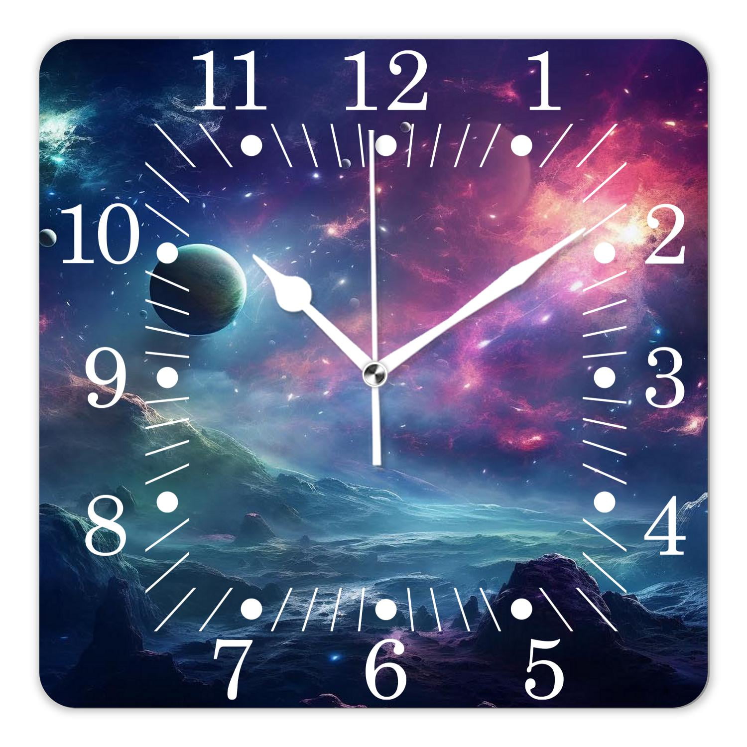 16 Inch Wall Clock Battery Operated Square Clock for Office, Kitchen ...