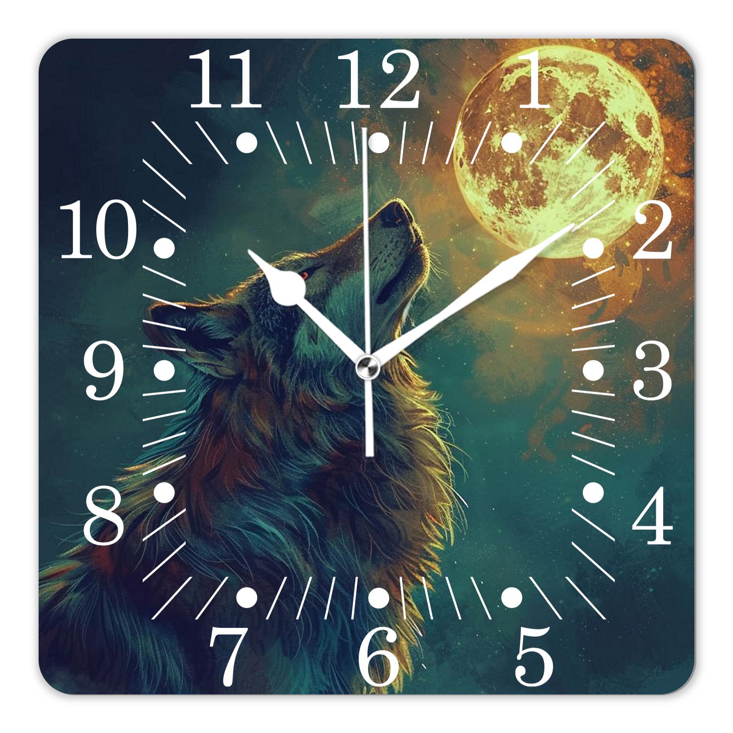 16 Inch Wall Clock Battery Operated Square Clock for Office, Kitchen ...