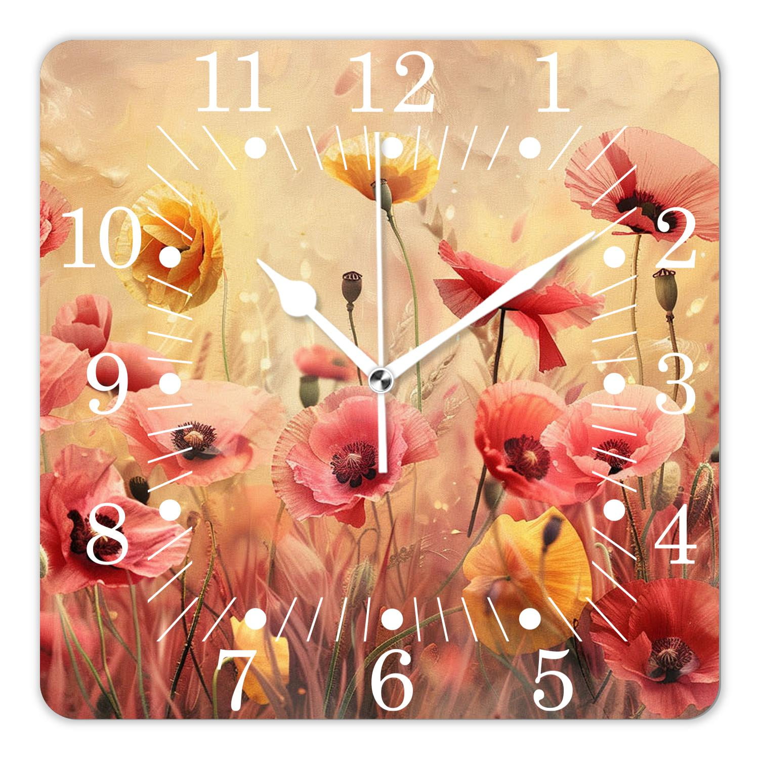 16 Inch Wall Clock Battery Operated Square Clock for Office, Kitchen ...