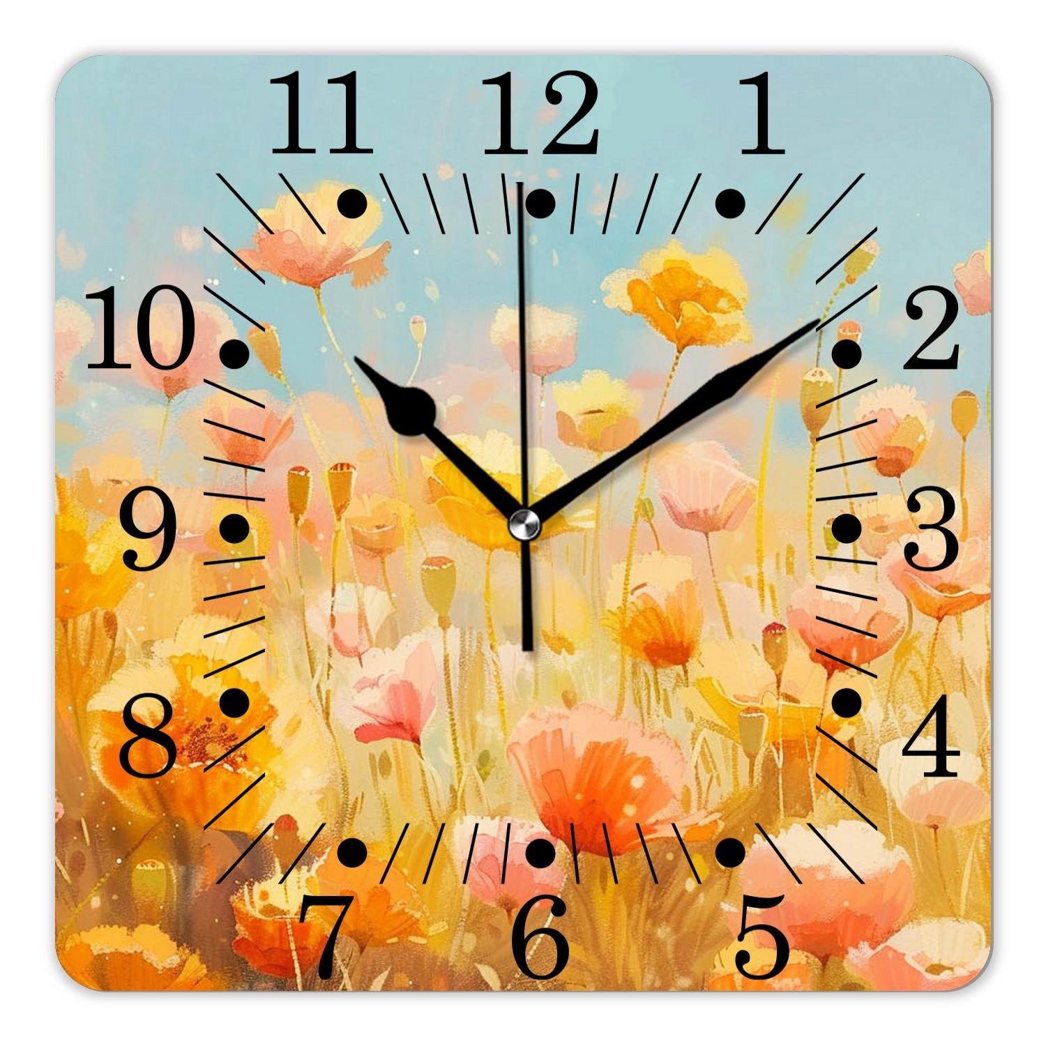 16 Inch Wall Clock Battery Operated Square Clock for Office, Kitchen ...