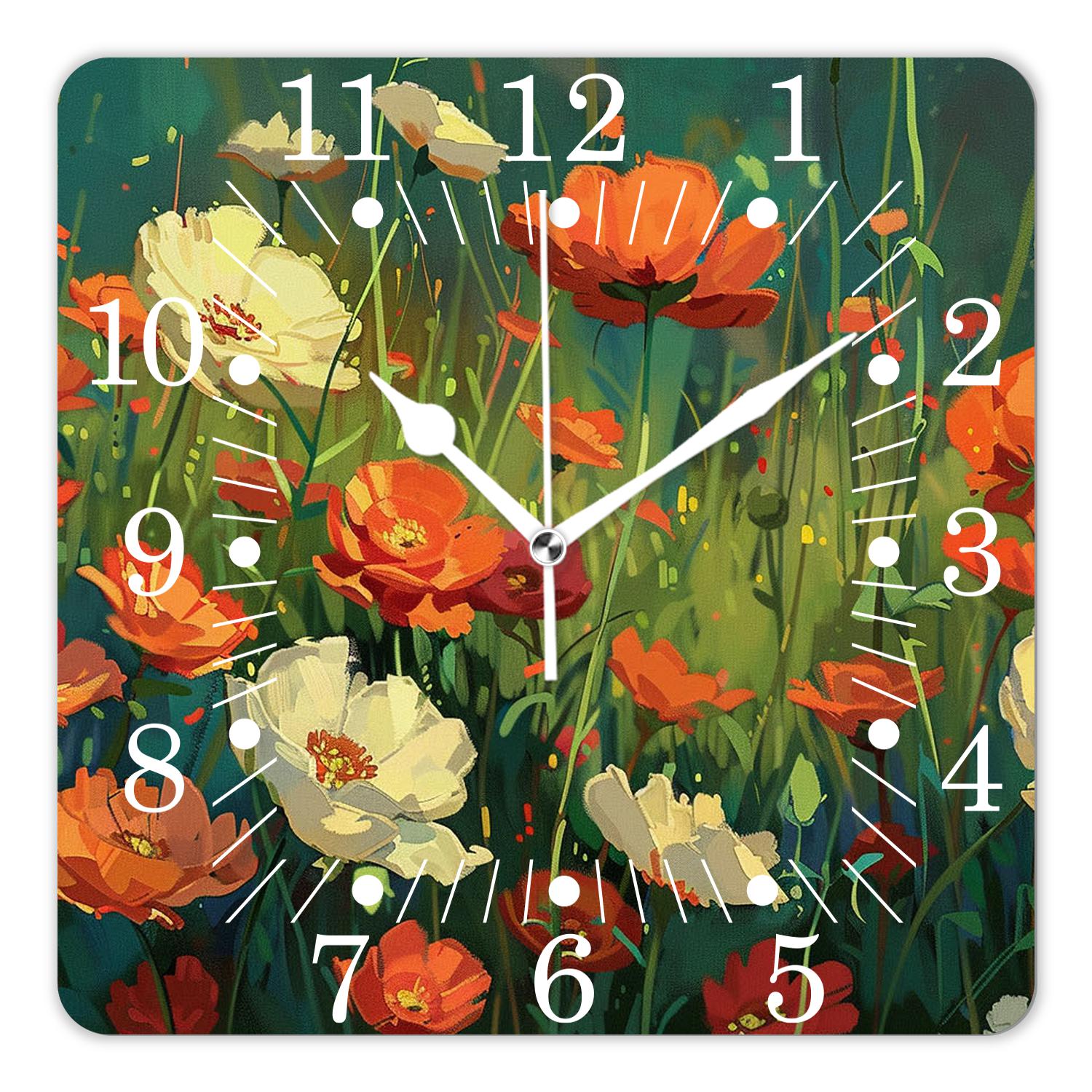 16 Inch Wall Clock Battery Operated Square Clock for Office, Kitchen ...