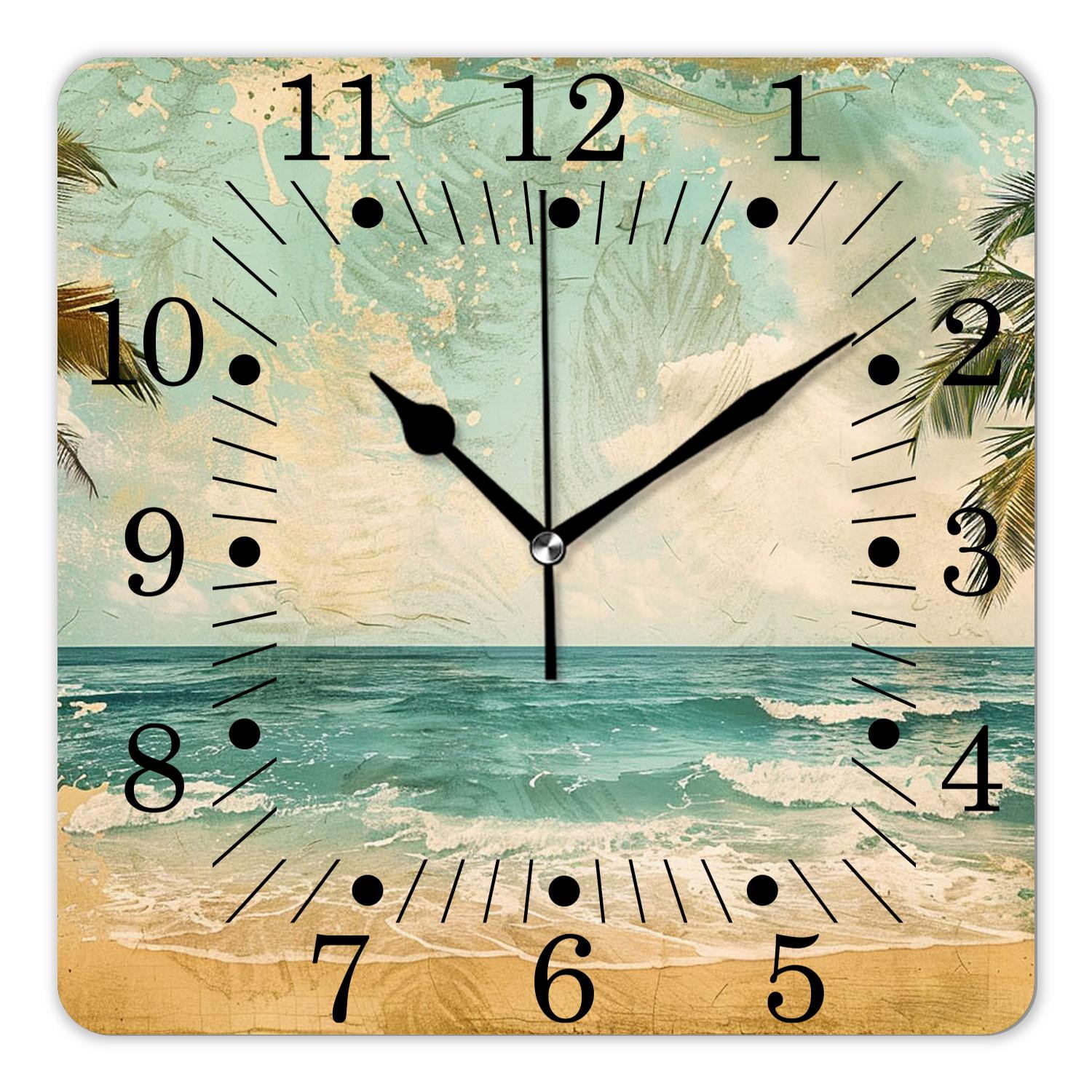 16 Inch Wall Clock Battery Operated Square Clock for Office, Kitchen ...