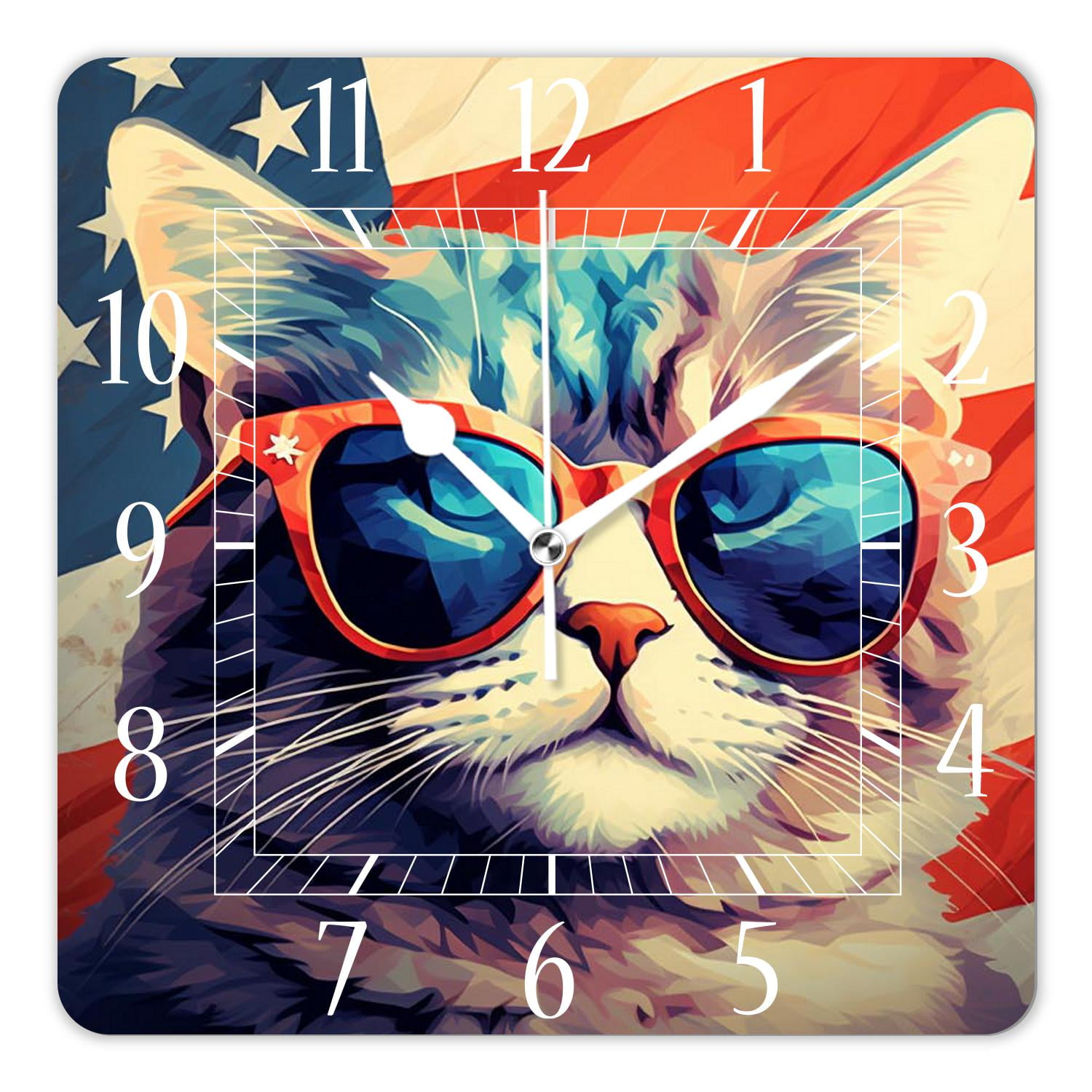 16 Inch Wall Clock Battery Operated Square Clock Decorative for Office ...