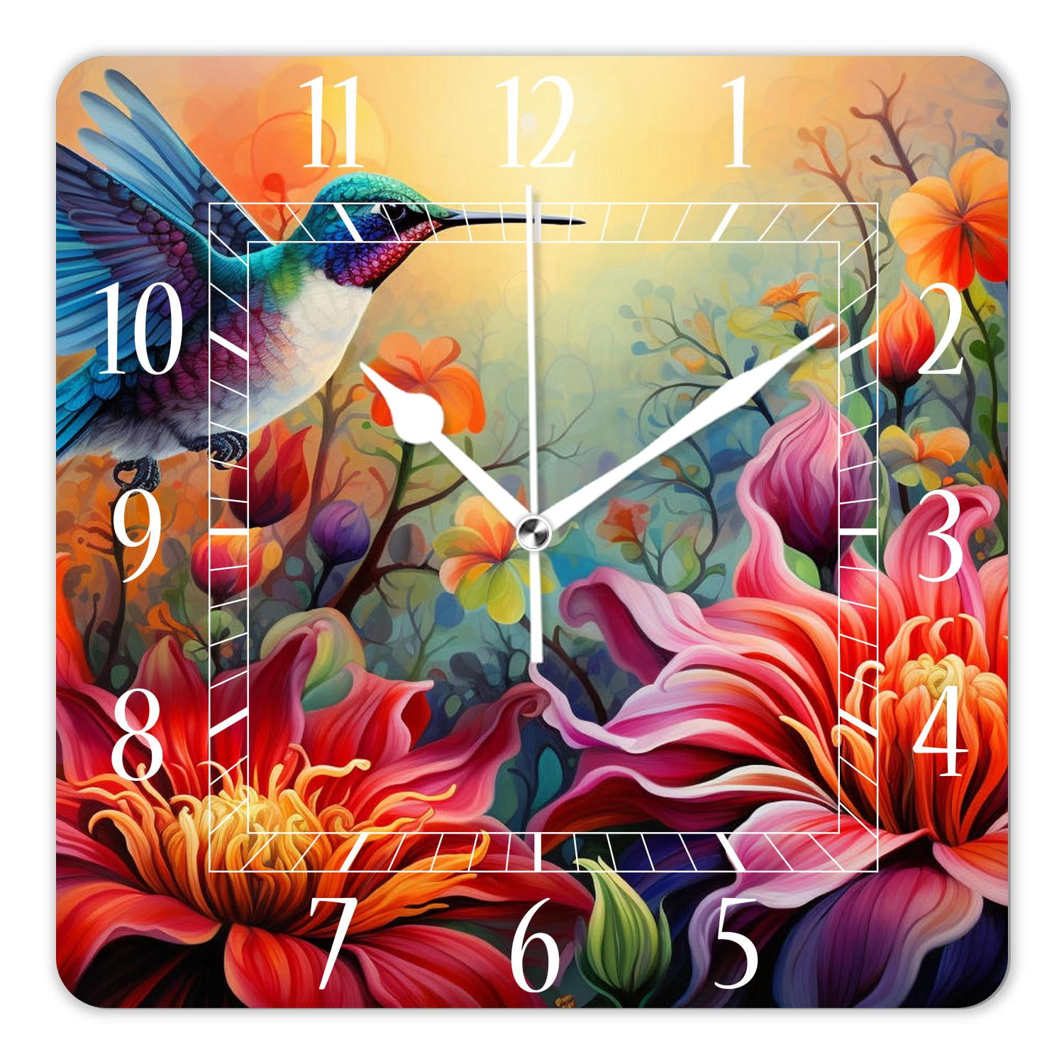 16 Inch Wall Clock Battery Operated Square Clock Decorative for Office ...