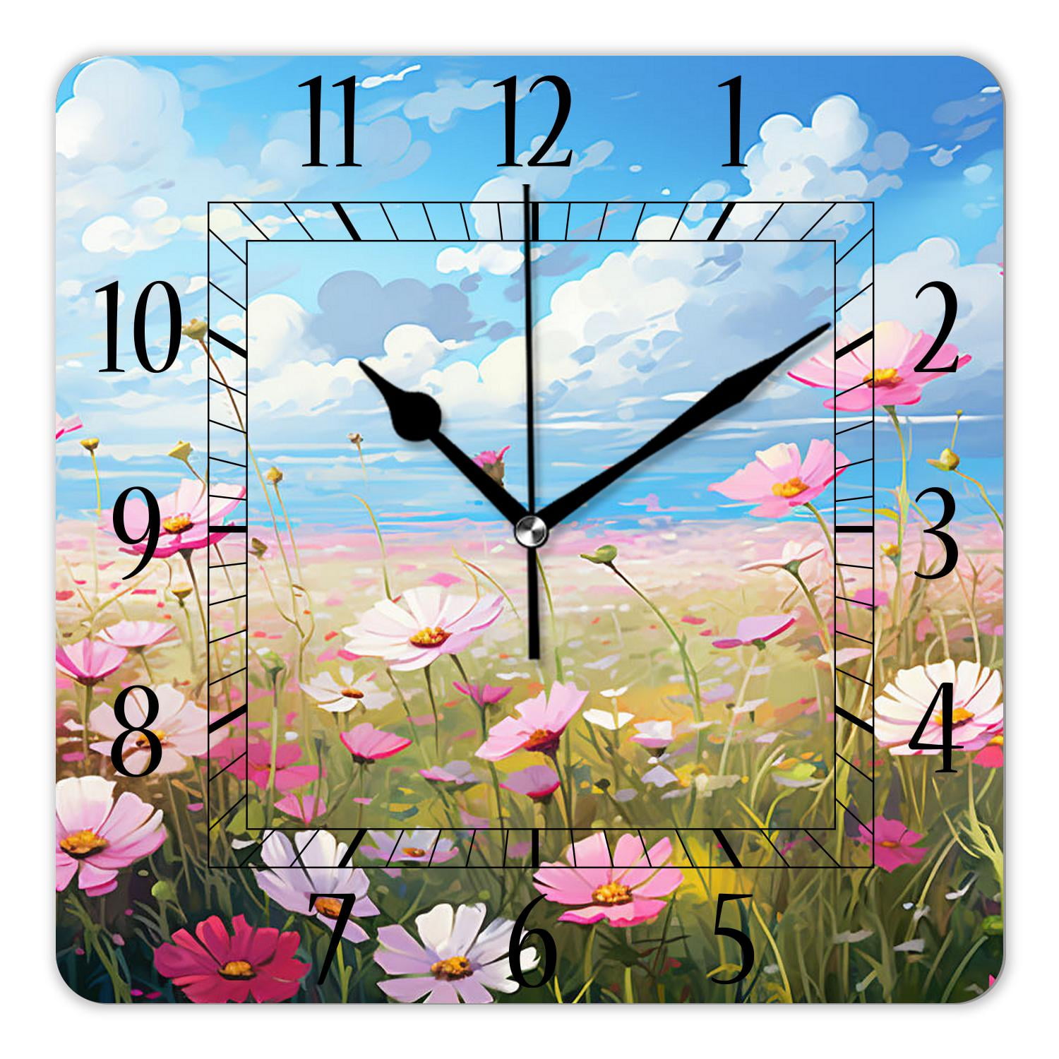 16 Inch Wall Clock Battery Operated Square Clock Decorative for Office ...