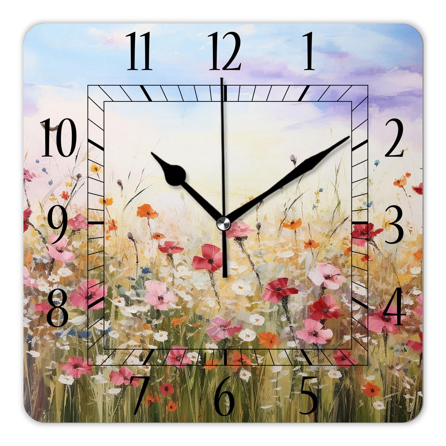 16 Inch Wall Clock Battery Operated Square Clock Decorative for Office ...